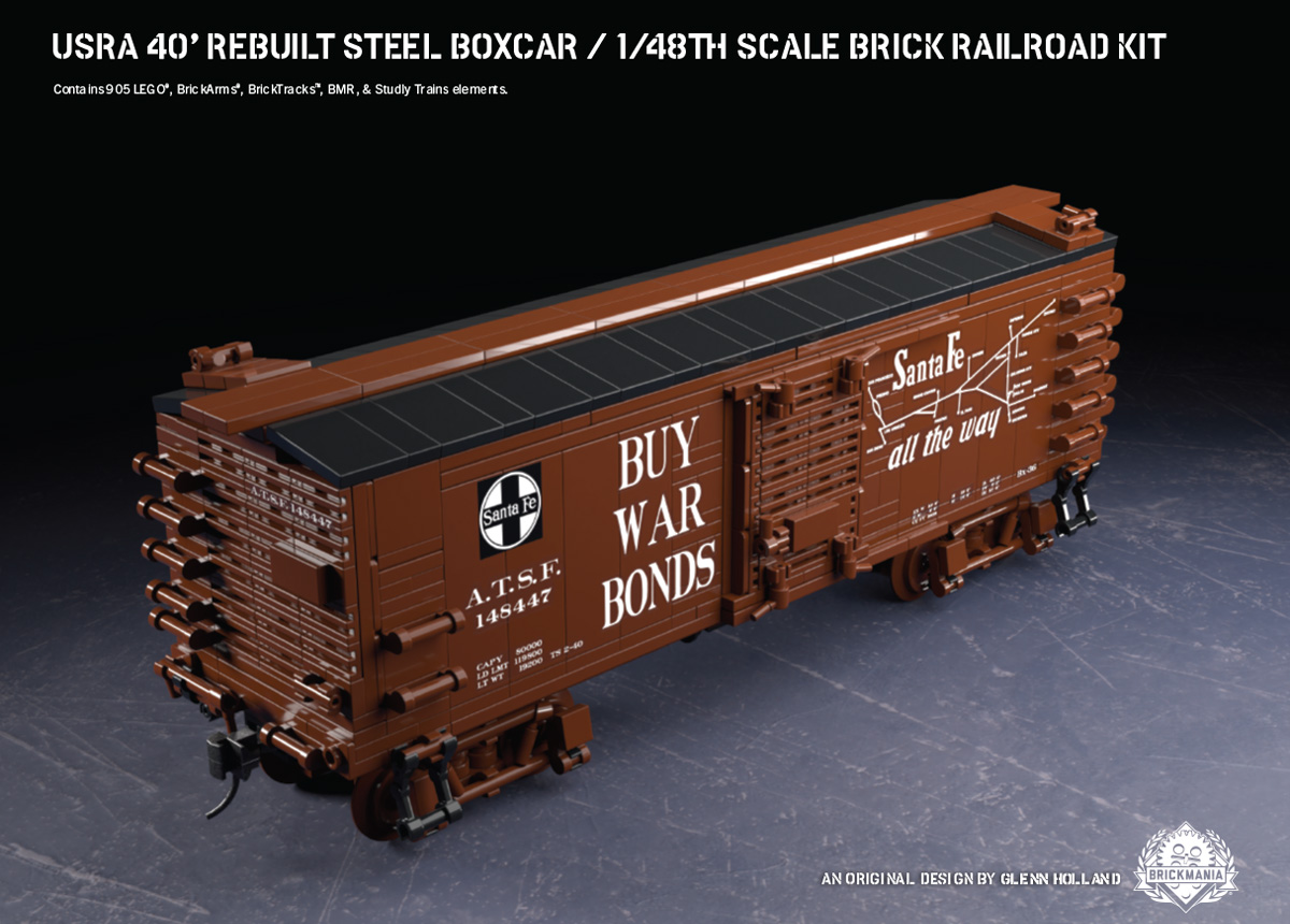 USRA 40’ Rebuilt Steel Boxcar – 1/48th Scale Brick Railroad Kit ...